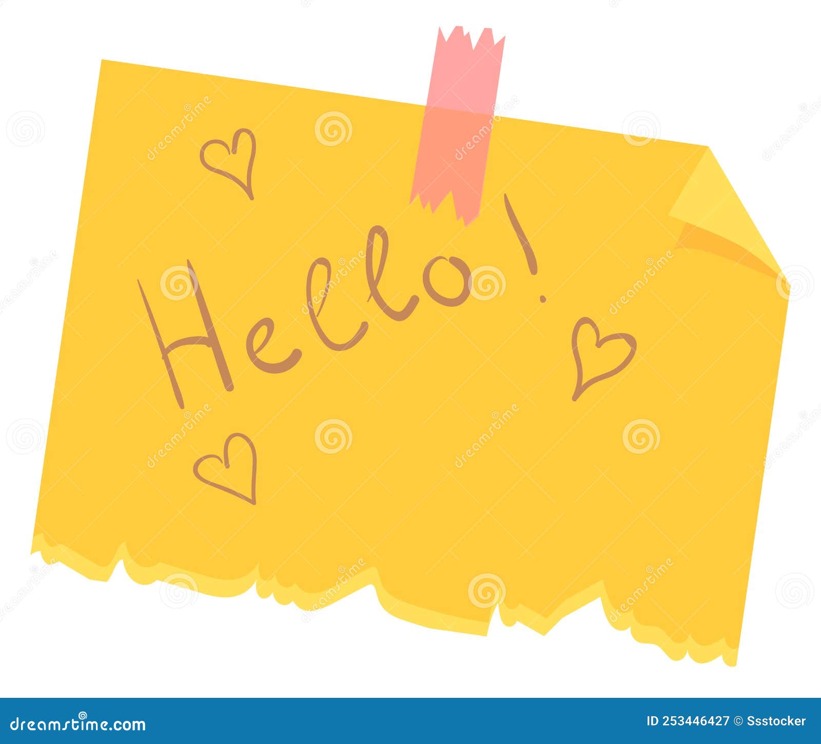 Hello Note. Cute Paper Sticker with Handwritting Stock Vector ...