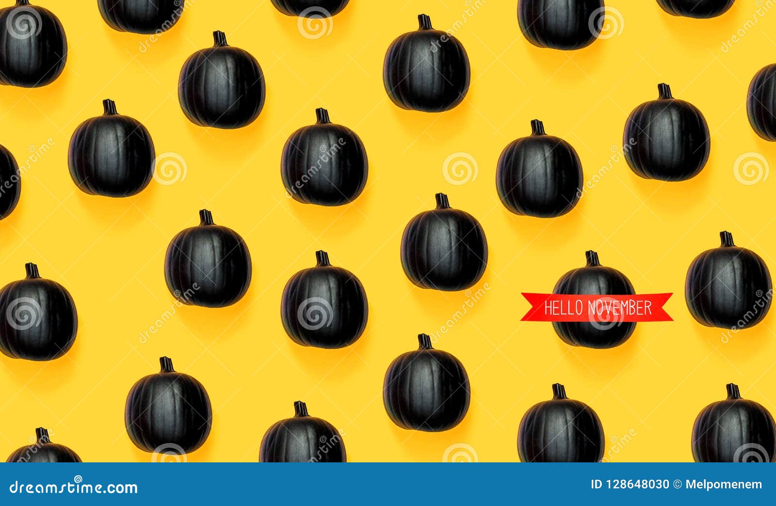 Hello November with Black Pumpkins Stock Photo - Image of simplicity ...