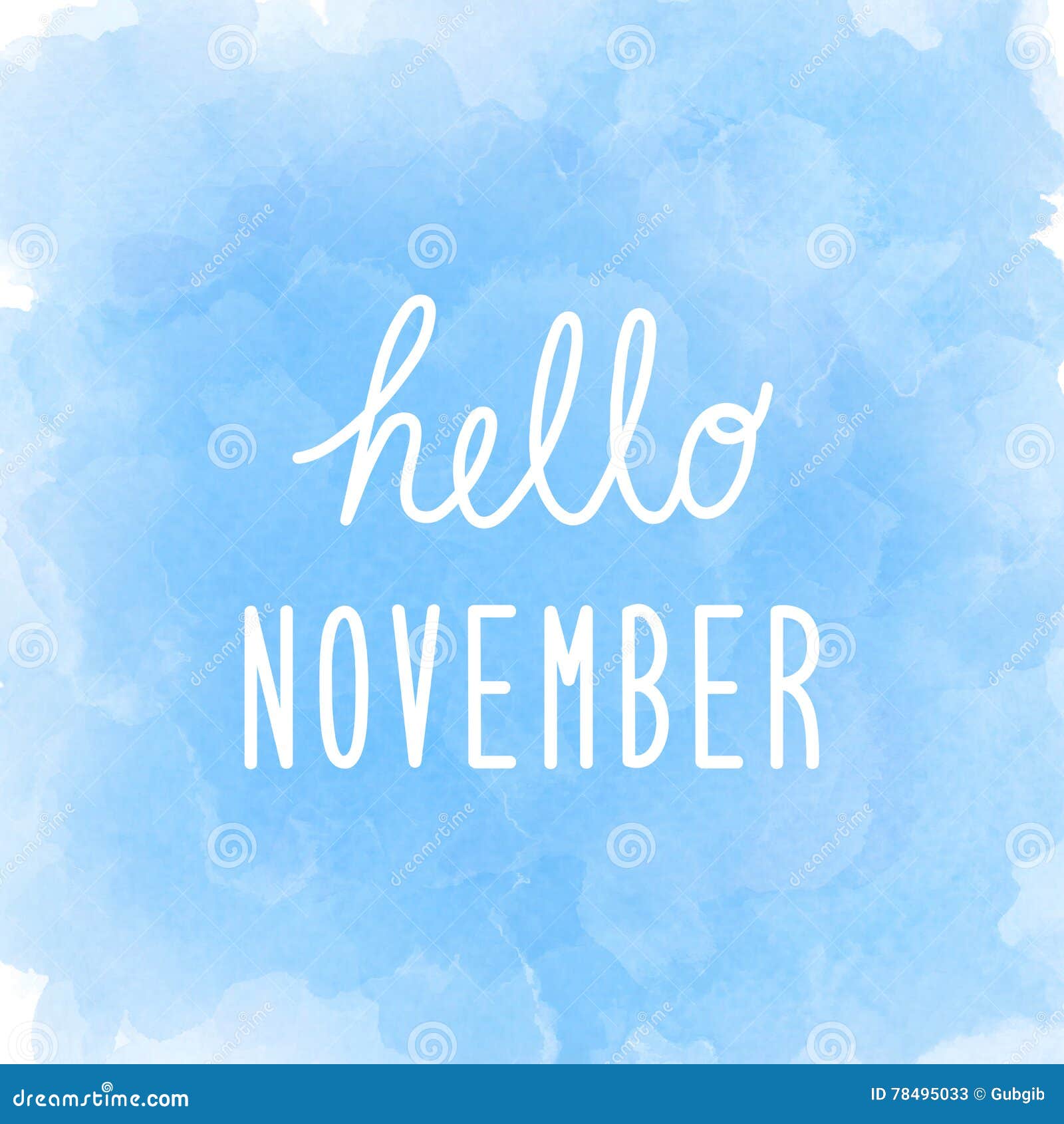 Hello November Greeting on Abstract Blue Watercolor Background Stock ...