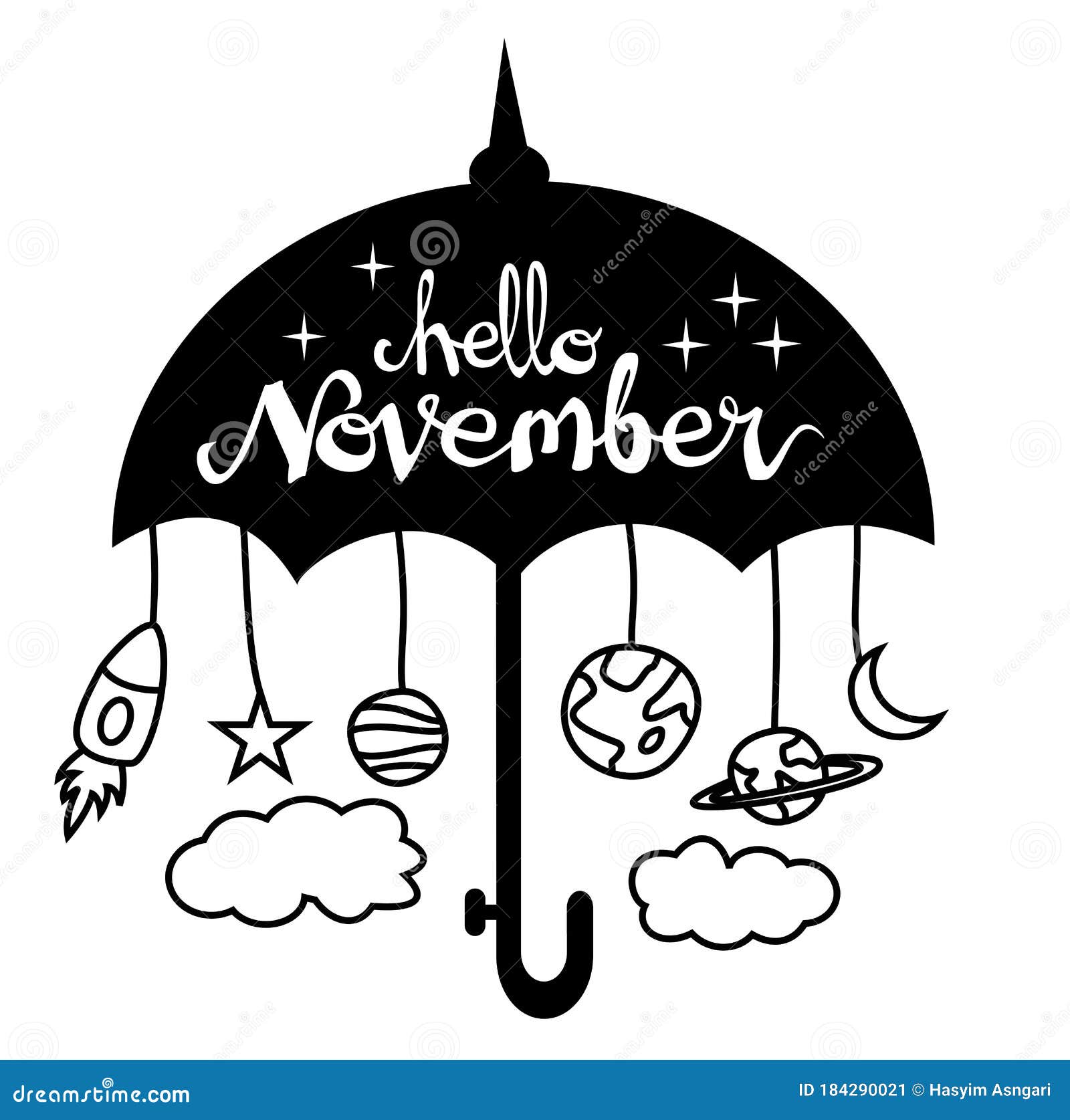 Hello November Hand Drawn Lettering Card Stock Vector - Illustration of ...