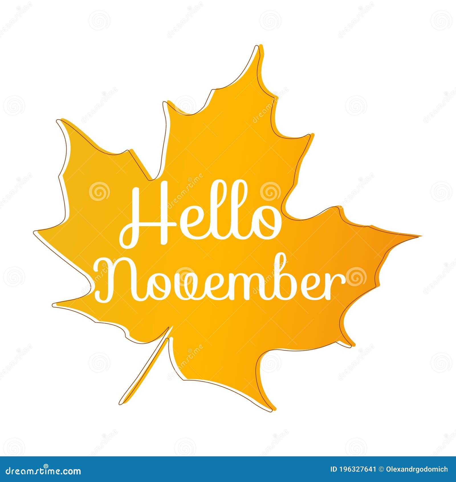 Hello November Quote in Orange Maple Leaf Stock Vector - Illustration ...