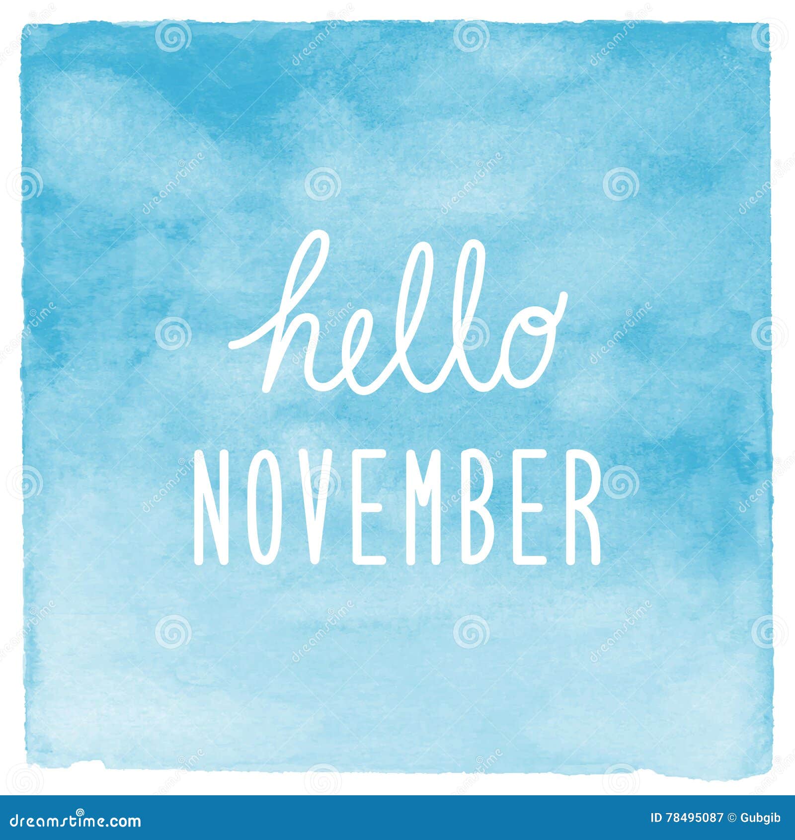 Hello November Text with Blue Watercolor Background Stock Illustration ...