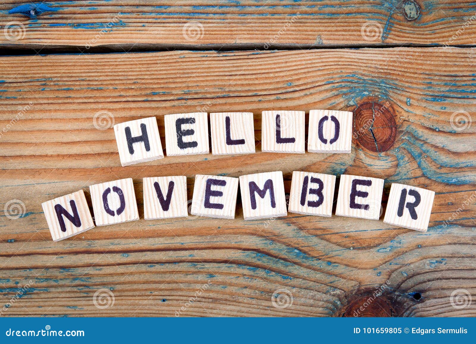 Hello November. Wooden Letters on the Office Desk Stock Image - Image ...
