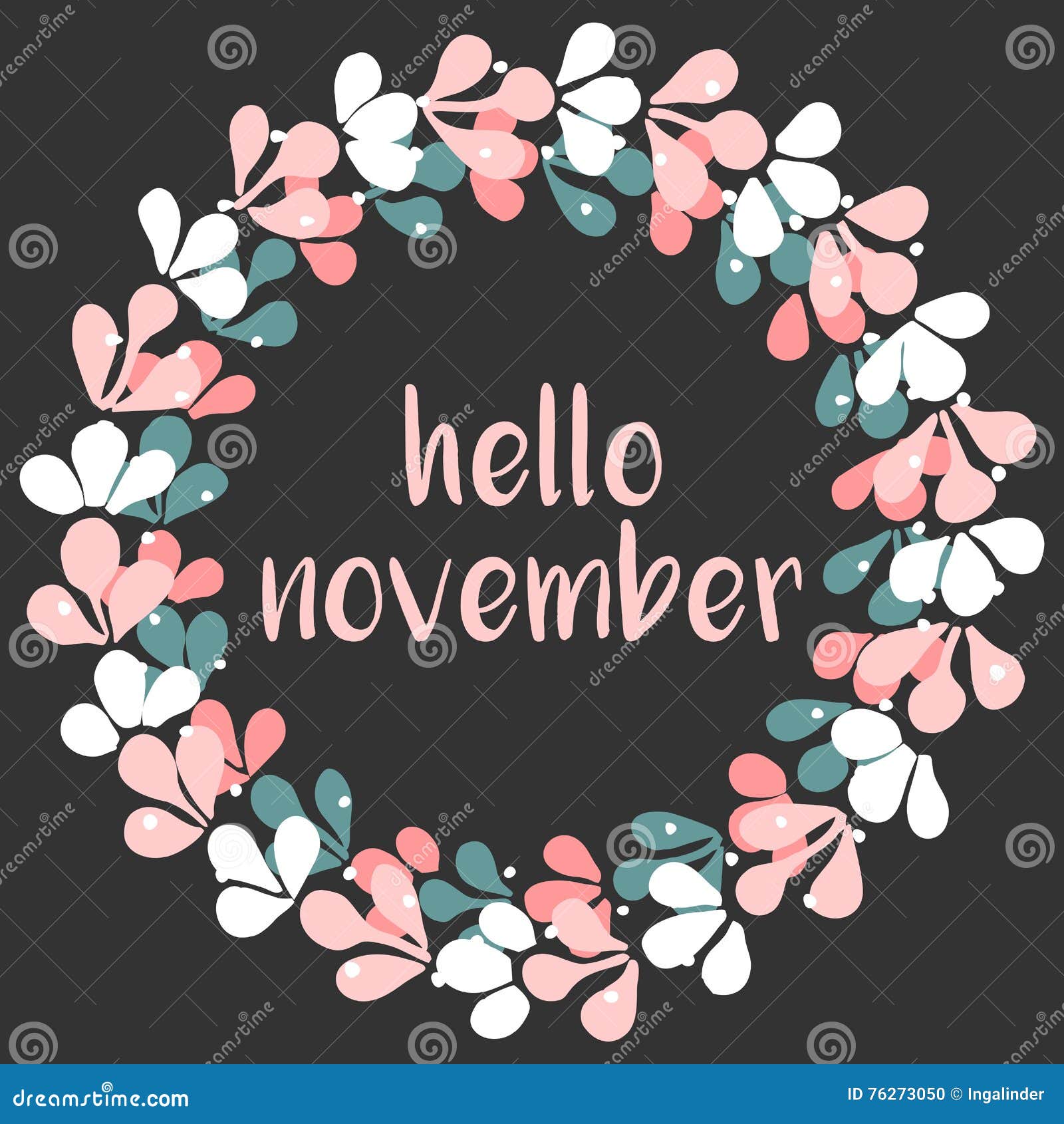 Hello November Wreath Vector Card Stock Vector - Illustration of ...