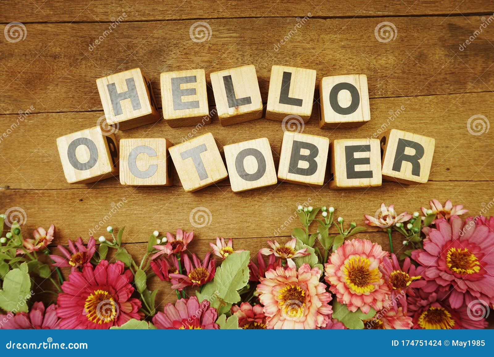 Hello October Alphabet Letters on Wooden Background Stock Photo - Image ...