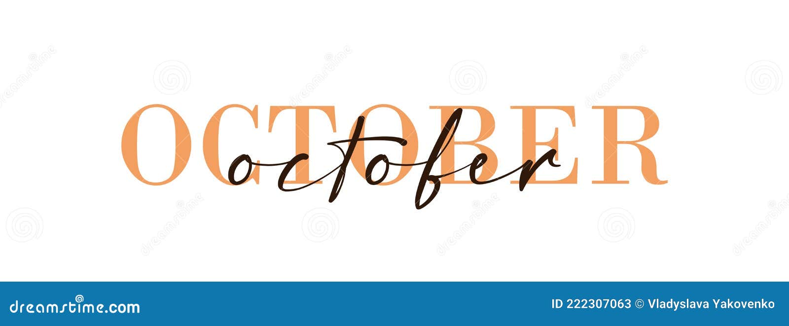 Hello October Card. One Line. Lettering Poster with Text. Vector EPS 10 ...