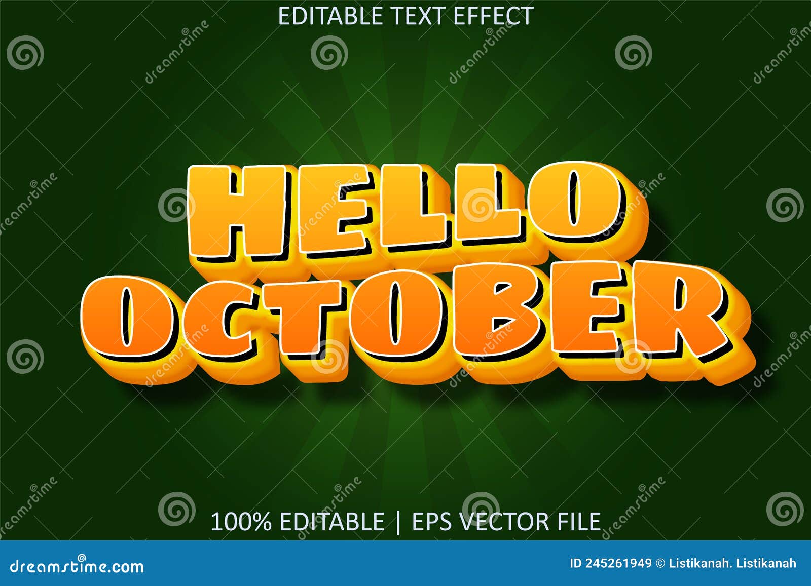 Hello October with Cartoon Emboss Style Editable Text Effect Stock ...