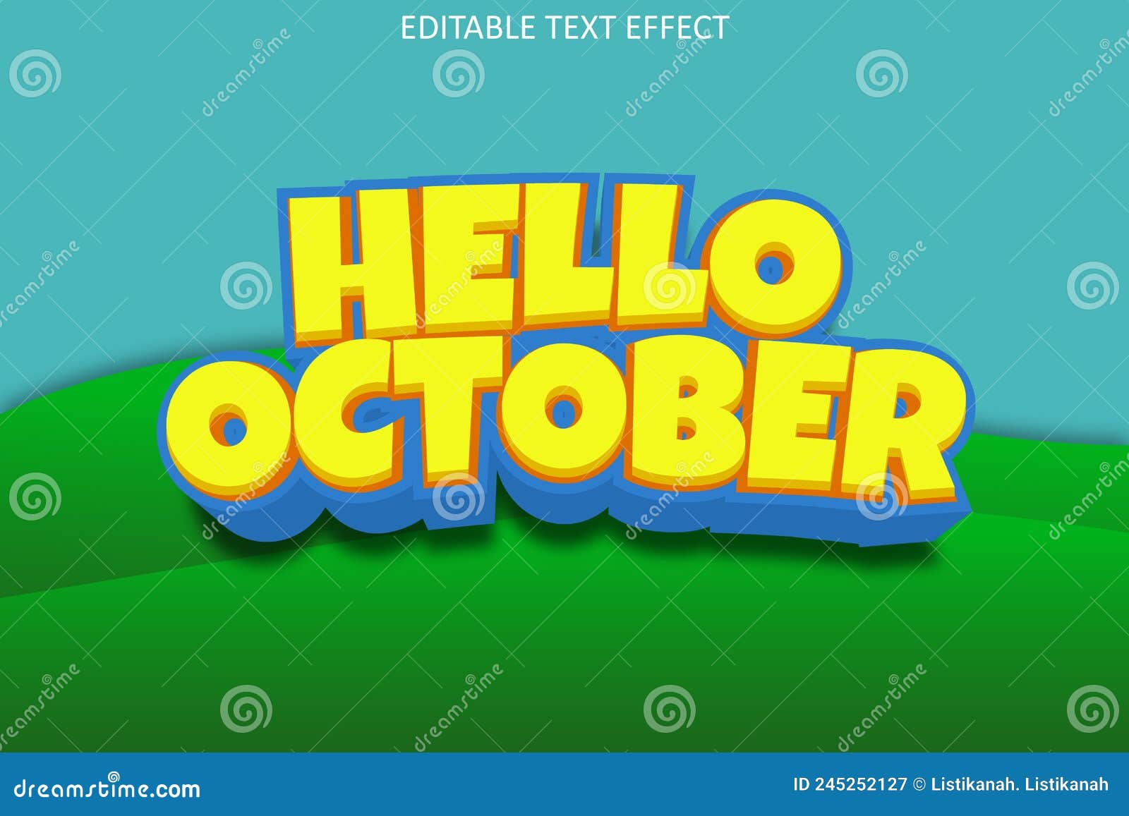Hello October with Cartoon Style Editable Text Effect Stock Vector ...
