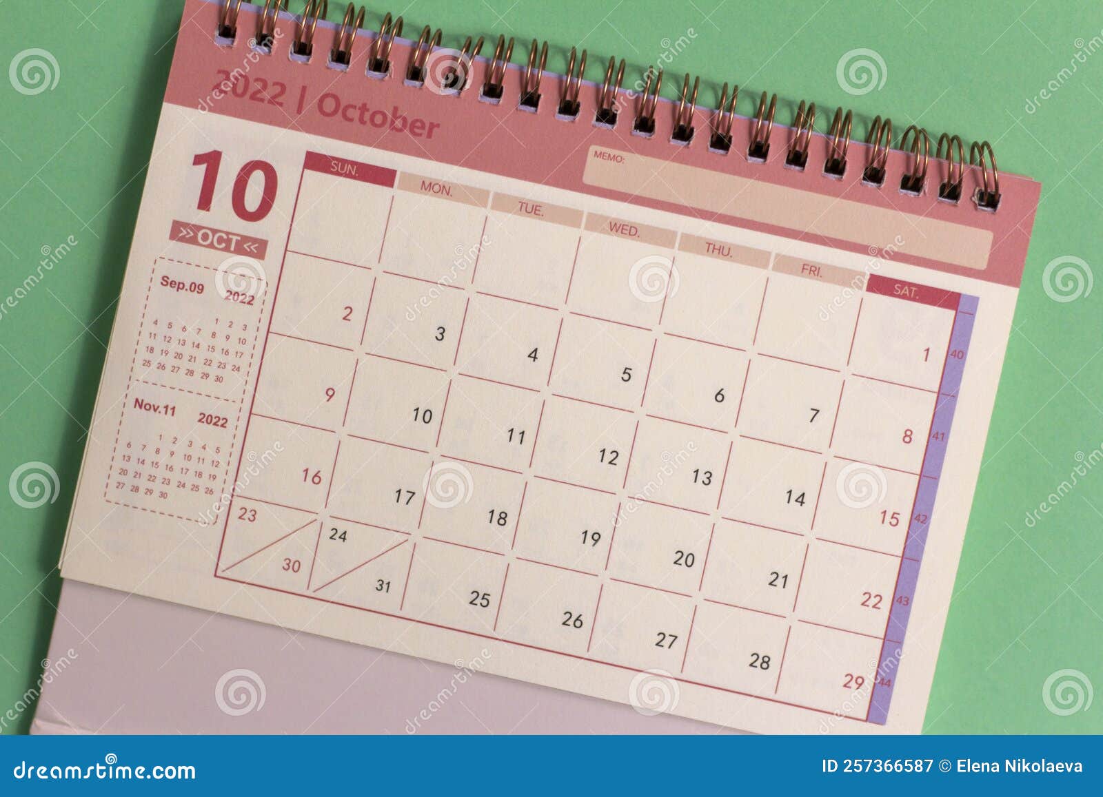Hello October.Desktop Calendar for October 2022 on a Colored Background ...