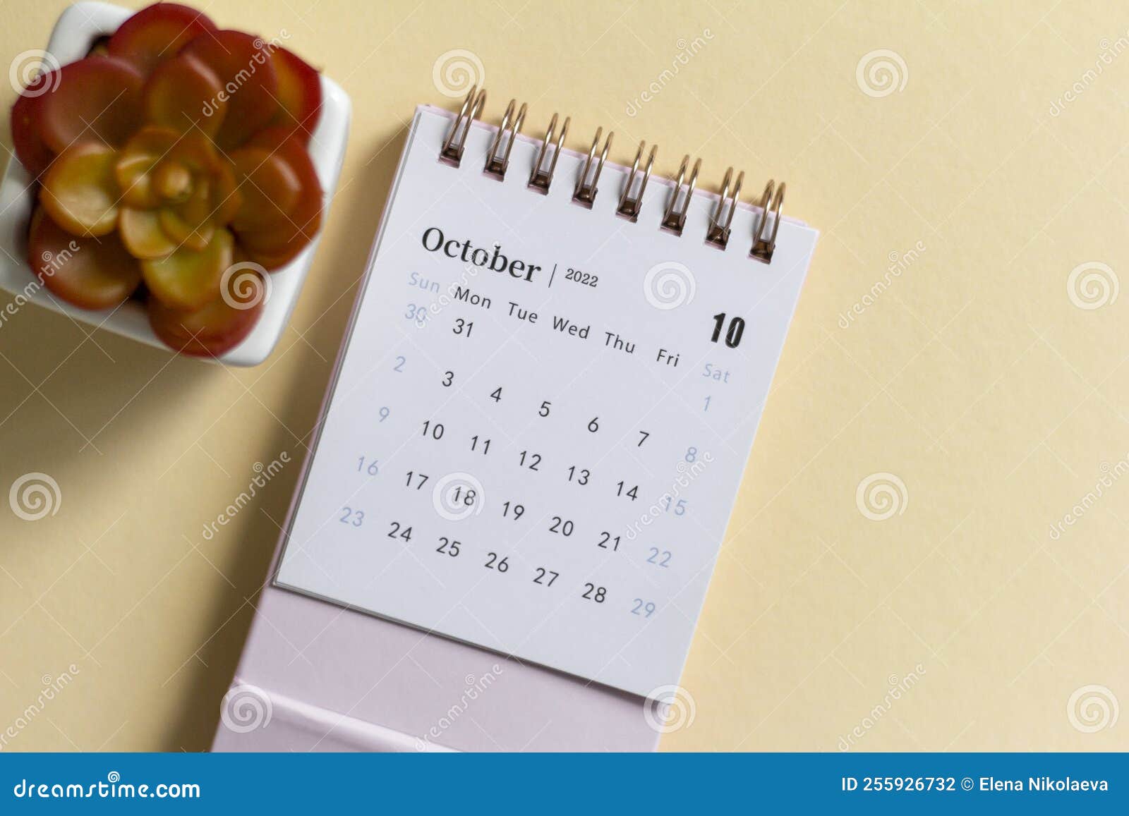 Hello October.Desktop Calendar for October 2022 on a Light Background ...