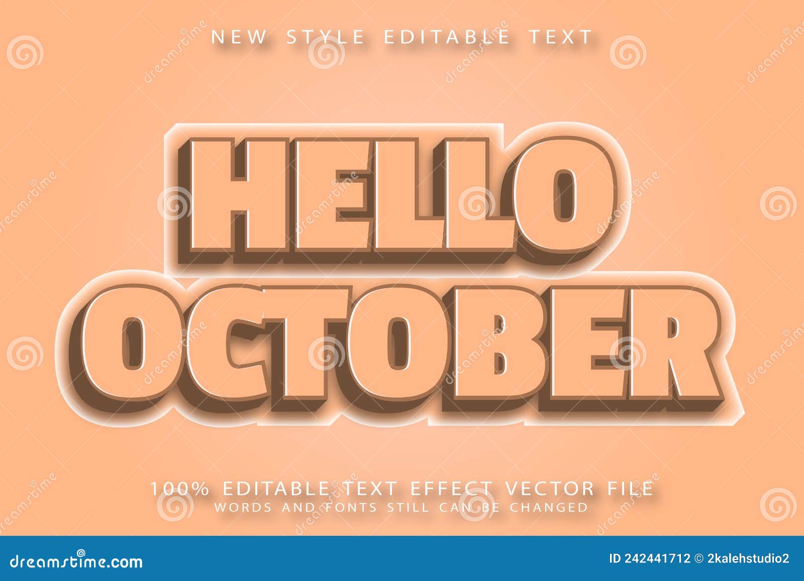 Hello October Editable Text Effect 3D Emboss Vintage Style Stock Vector ...