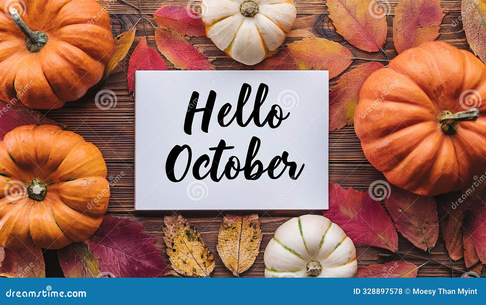 Hello October Greeting Card Stock Illustration - Illustration of hallo ...