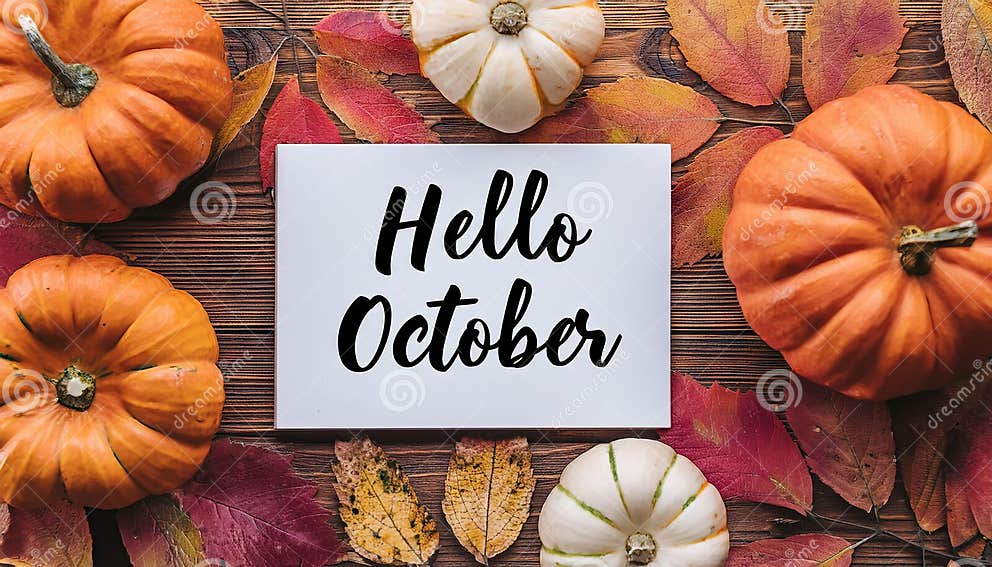 Hello October Greeting Card Stock Illustration - Illustration of hallo ...