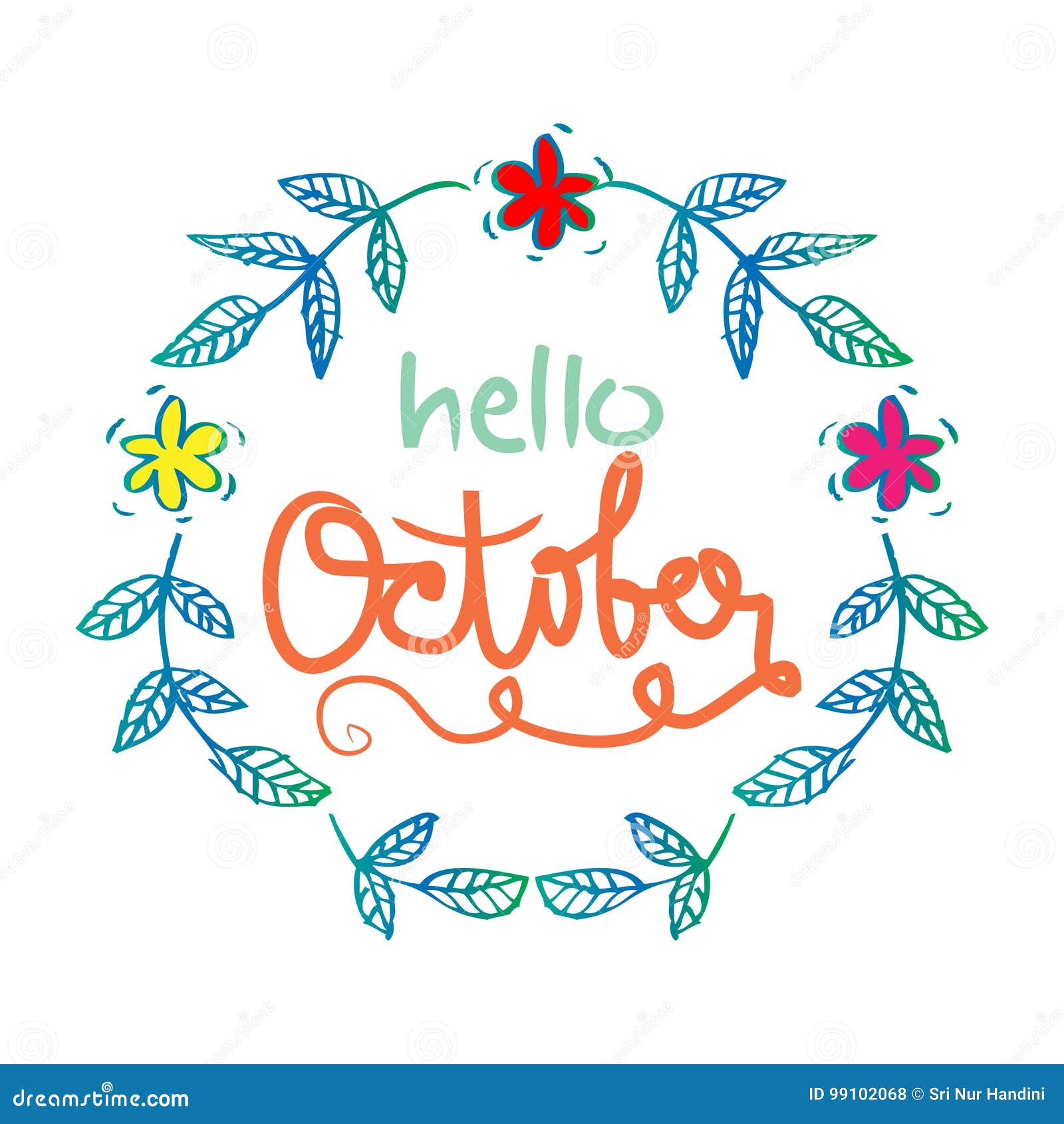 Hello October stock vector. Illustration of draw, color - 99102068