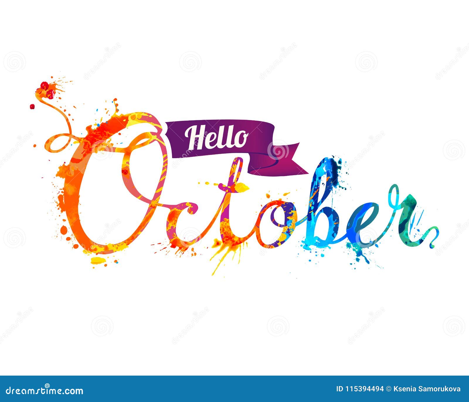 Hello October. Hand Written Word Stock Vector - Illustration of autumn ...