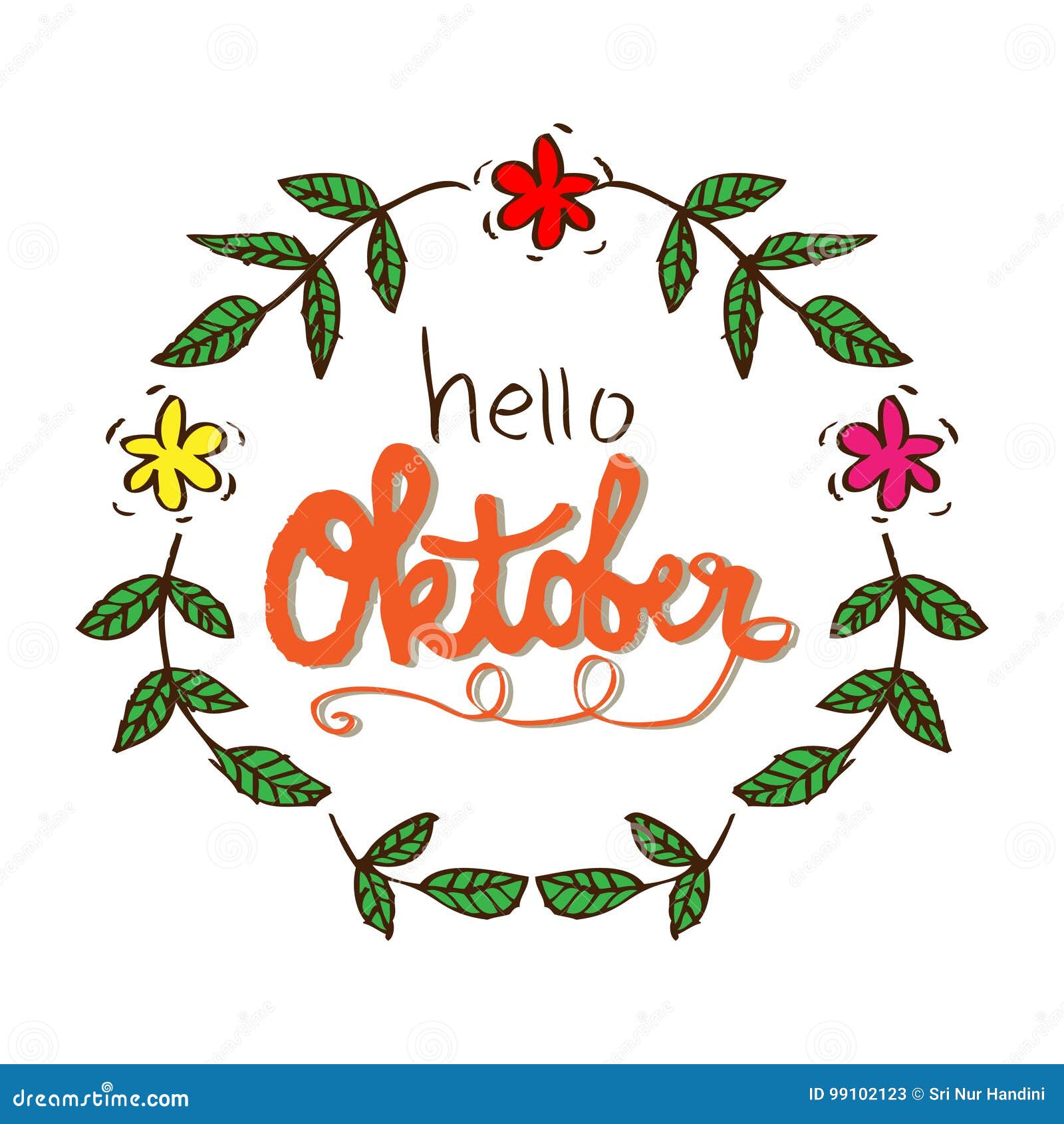 Hello October stock illustration. Illustration of herb - 99102123