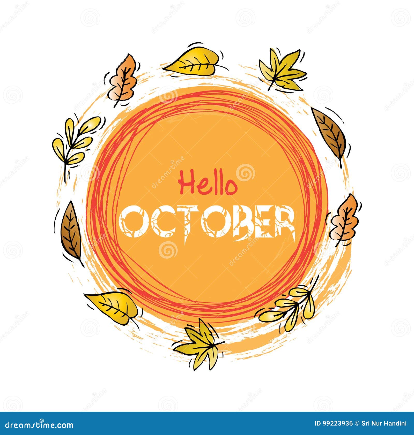 Hello october. stock vector. Illustration of decoration - 99223936