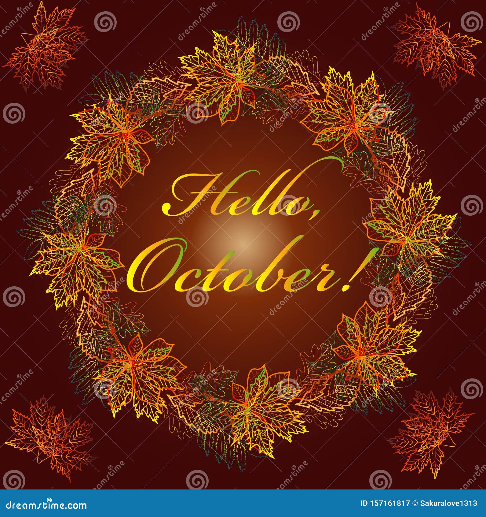 Multicolored Text in a Frame Made from Autumn Maple Leaves, Oak ...