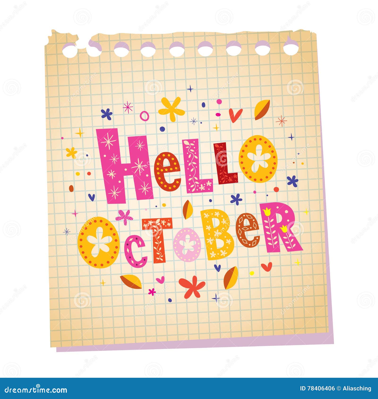 Hello October Notepad Paper Message Stock Vector - Illustration of ...