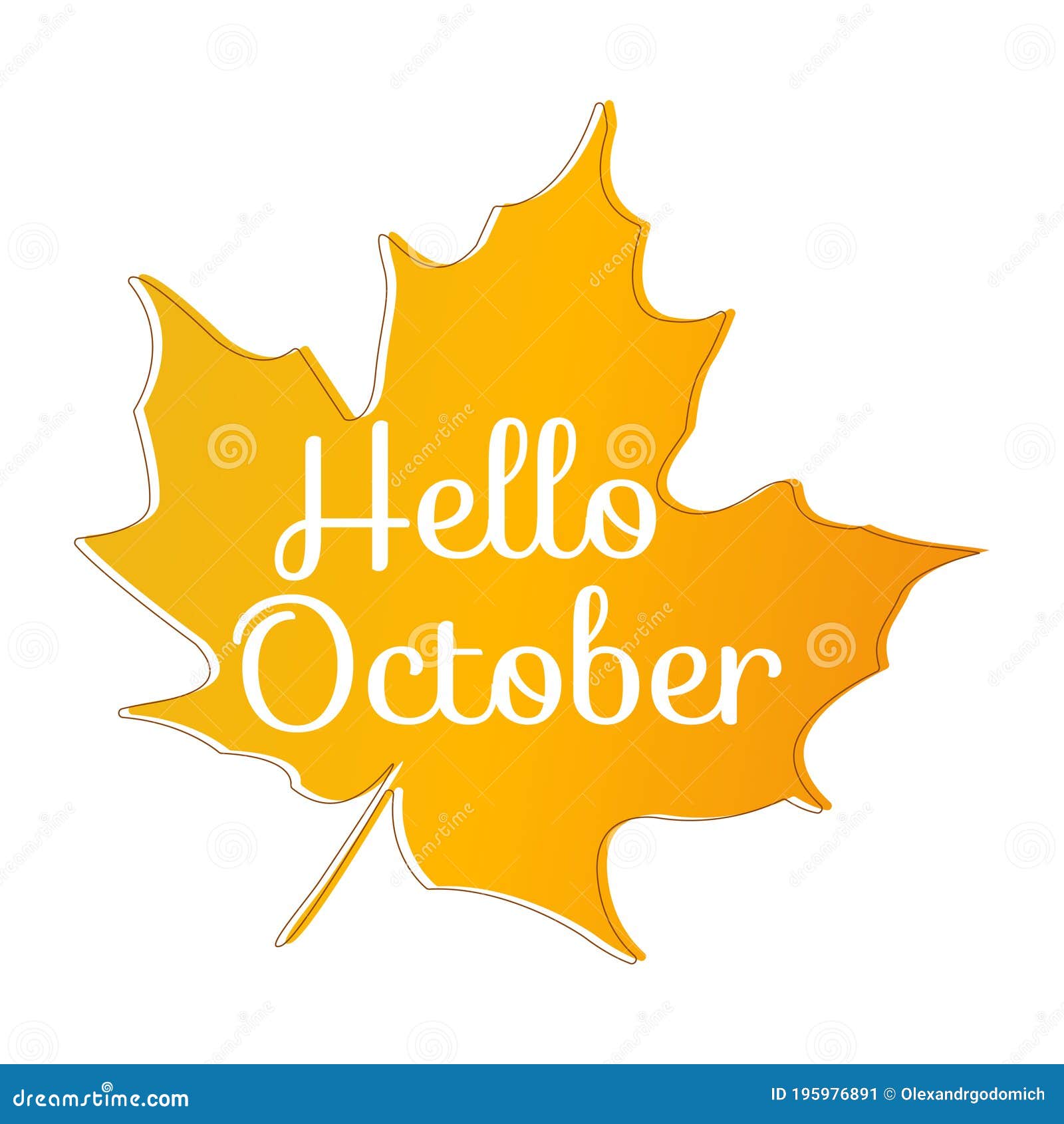 Hello October Quote in Orange Maple Leaf Stock Illustration ...
