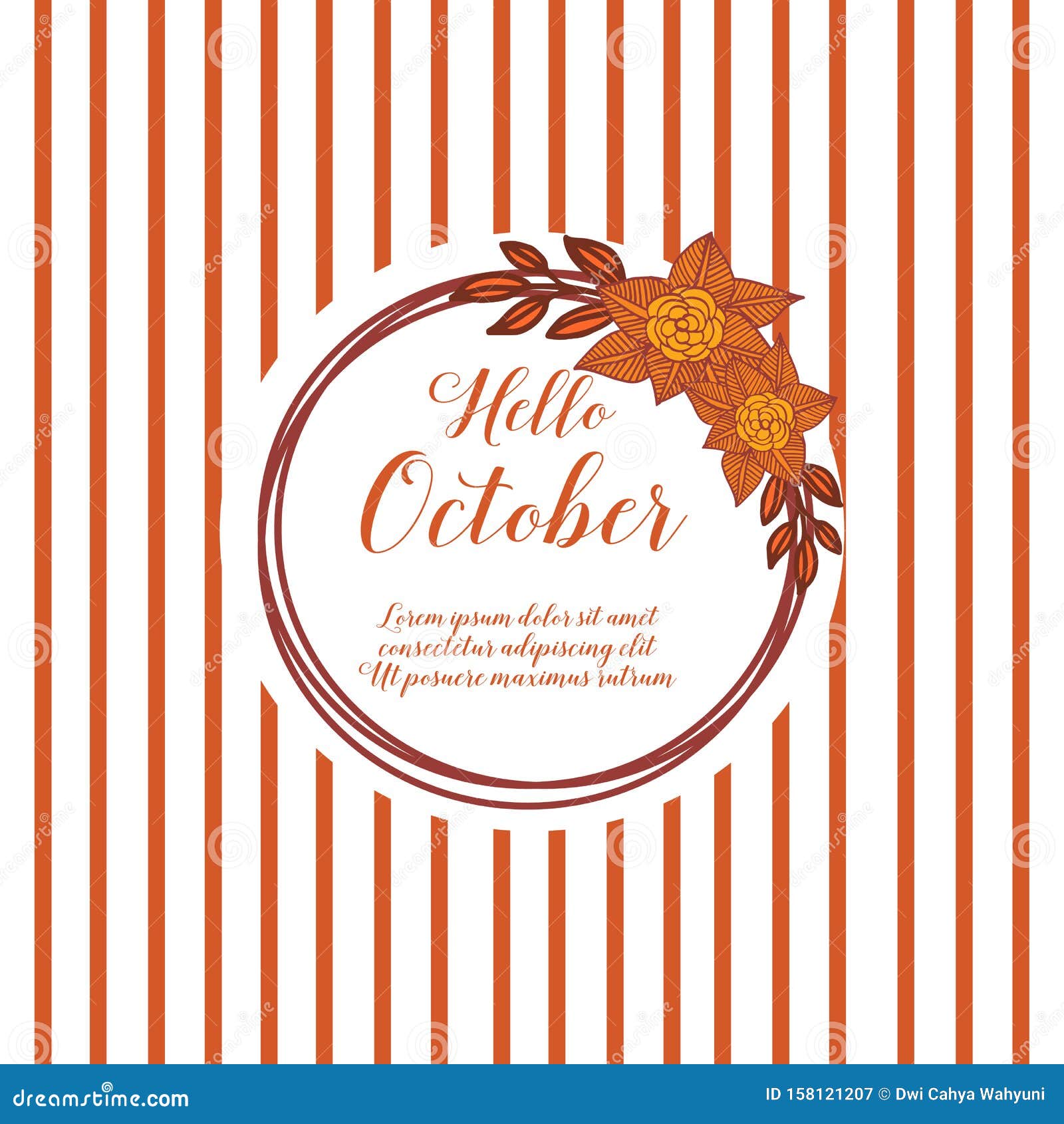 Hello October with Style of Cute Leaves Flower Frame. Vector Stock ...