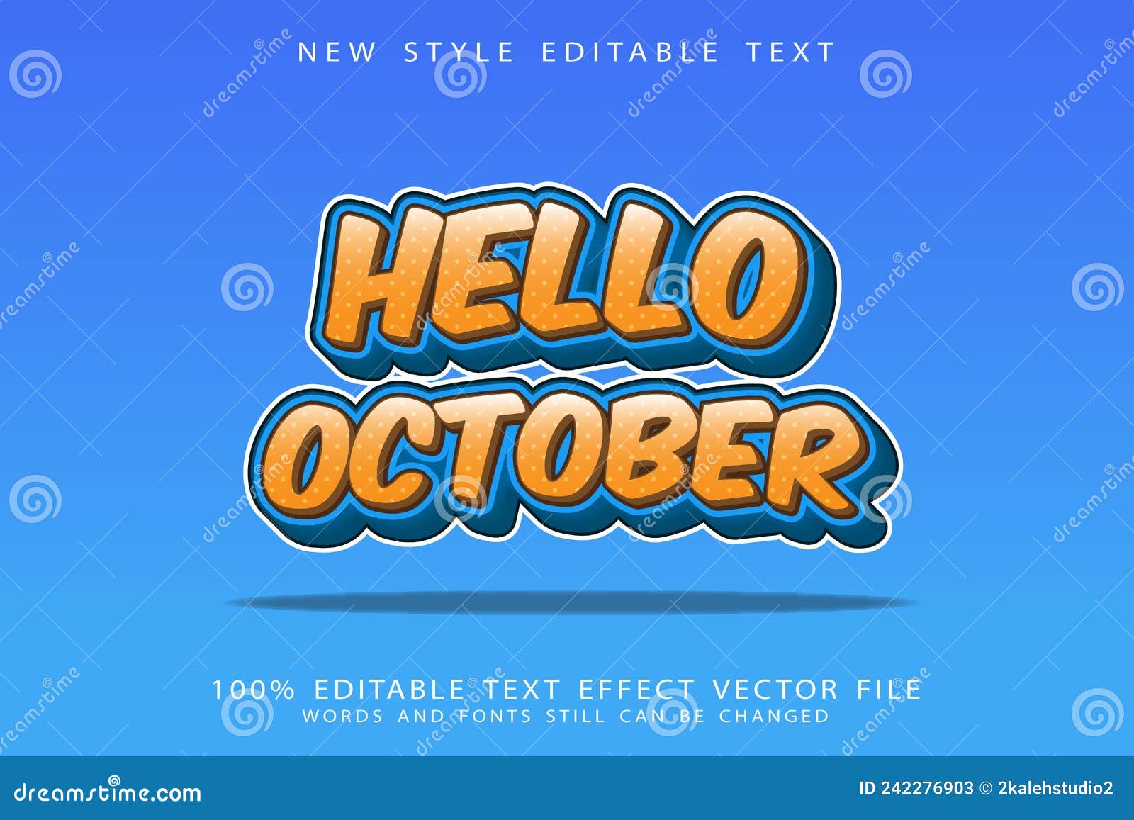 Hello October Editable Text Effect 3D Emboss Cartoon Style Stock Vector ...