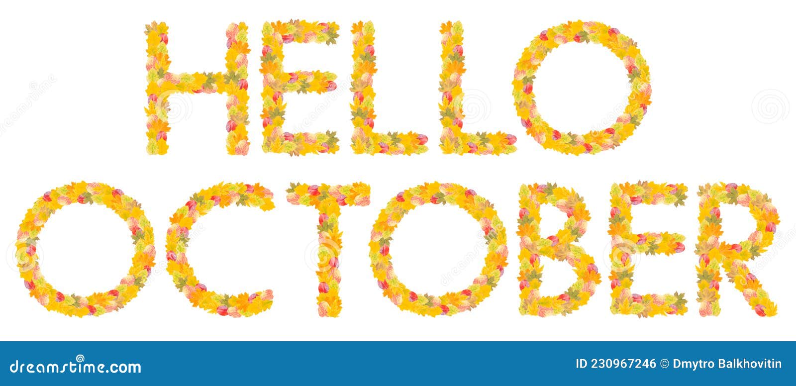 Hello October Text from Fall Leaves Stock Illustration - Illustration ...