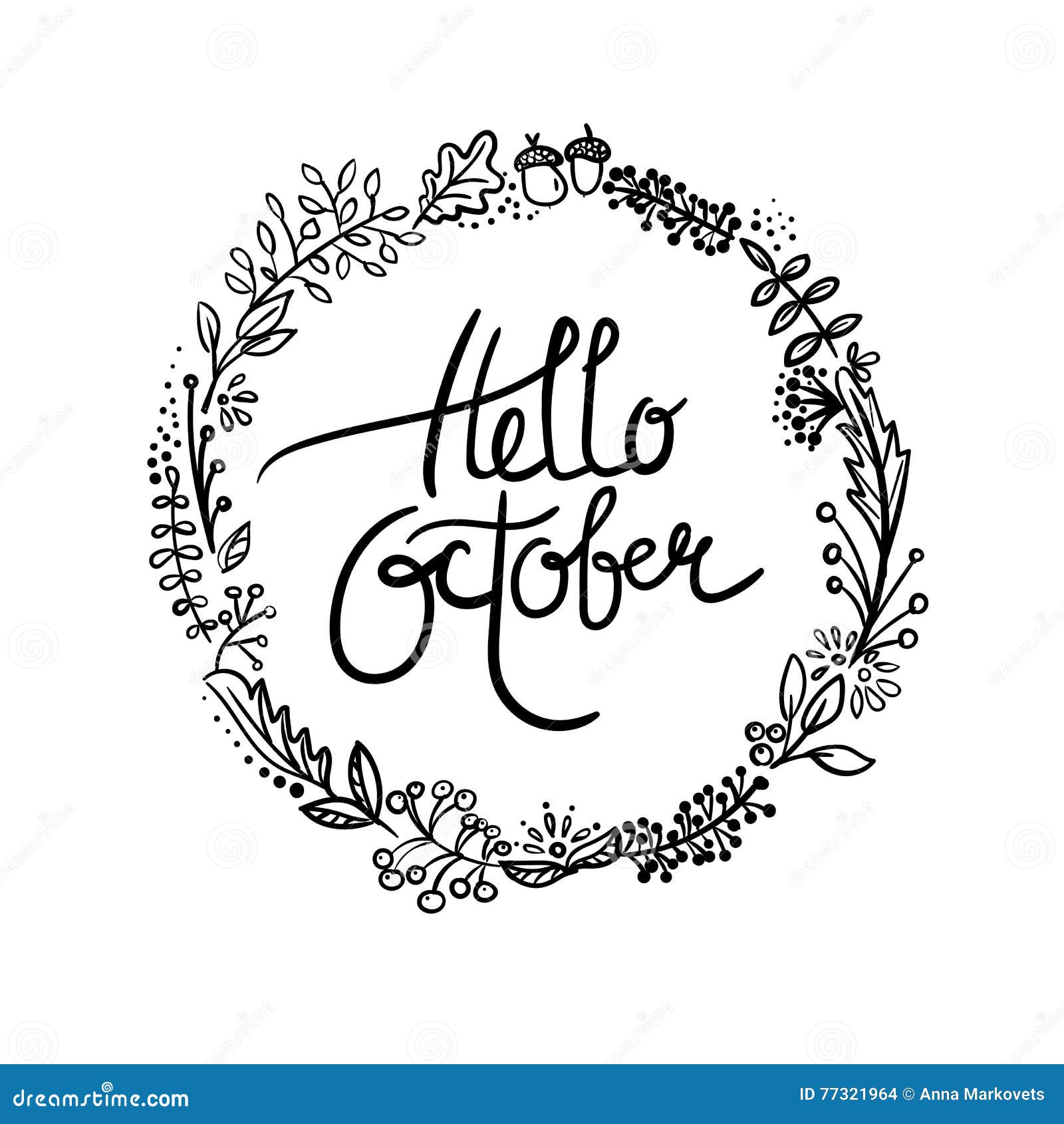 Hello October Typographic Design. Calligraphy. Stock Vector ...