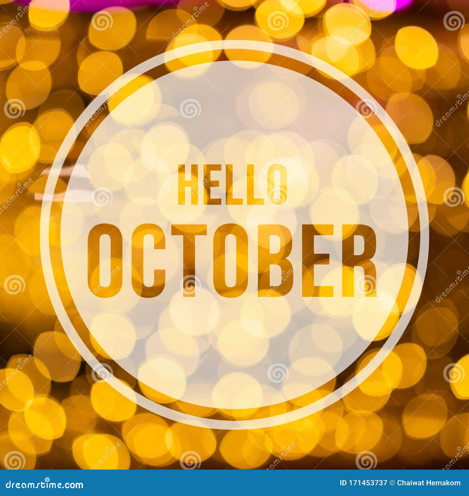 Hello October Words on Yellow Bokeh Background Stock Illustration ...