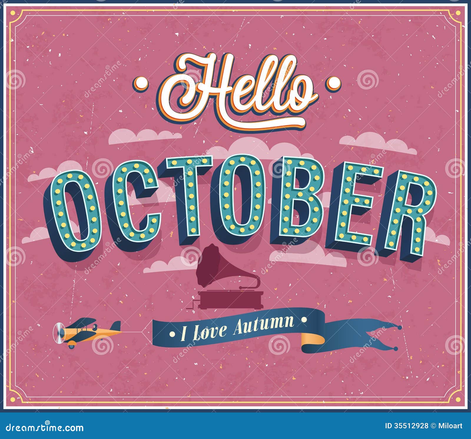 Hello Oktober Typografisk Design. Vektor Illustrationer - Illustration ...