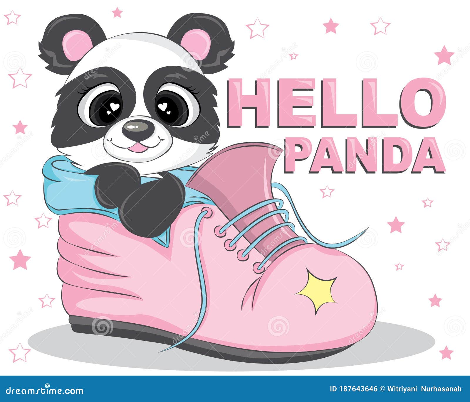 Hello Panda. Vector Illustration With Cute Hand Drawn Panda Bear ...