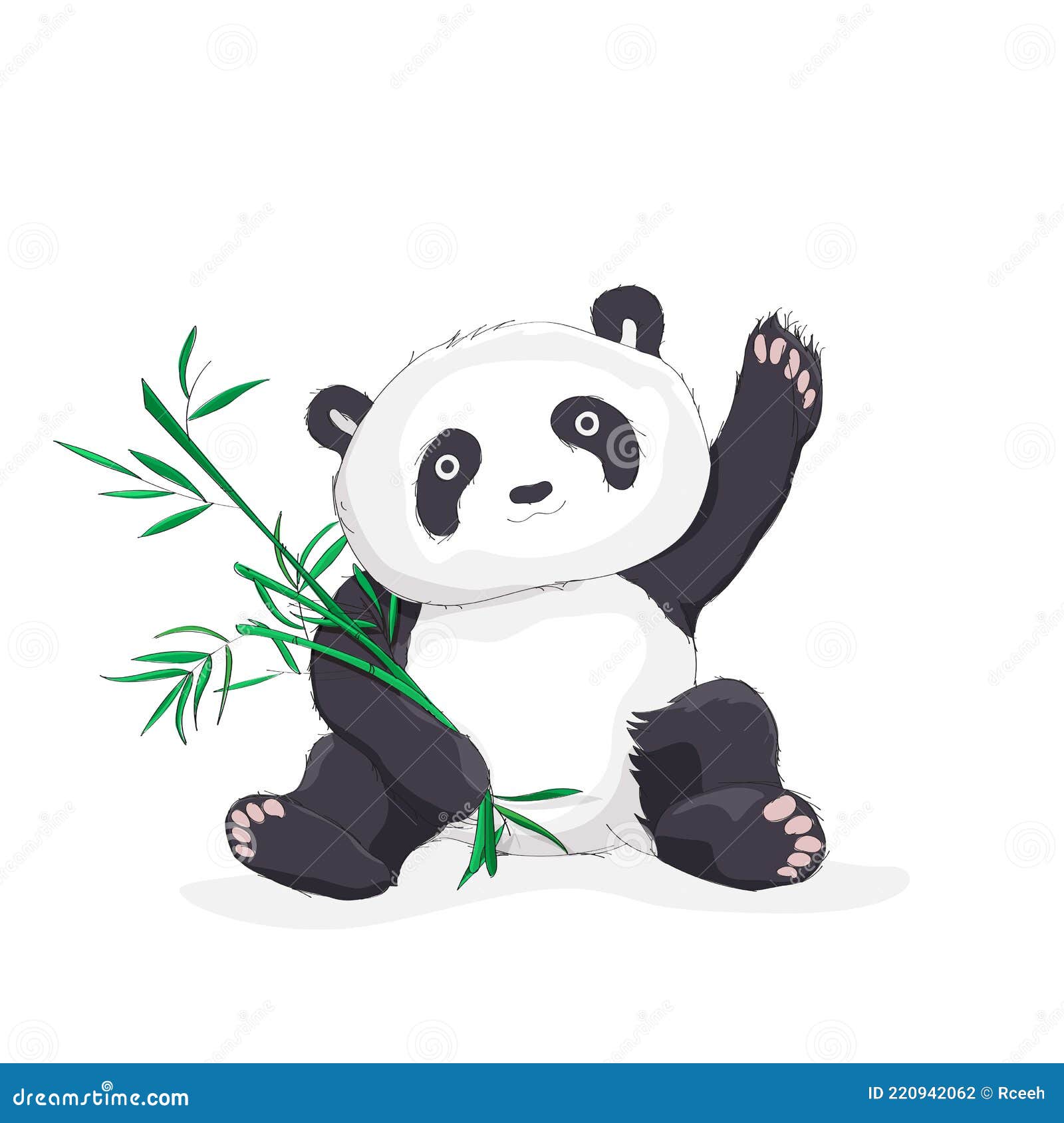 Hello Panda stock vector. Illustration of branch, bear - 220942062
