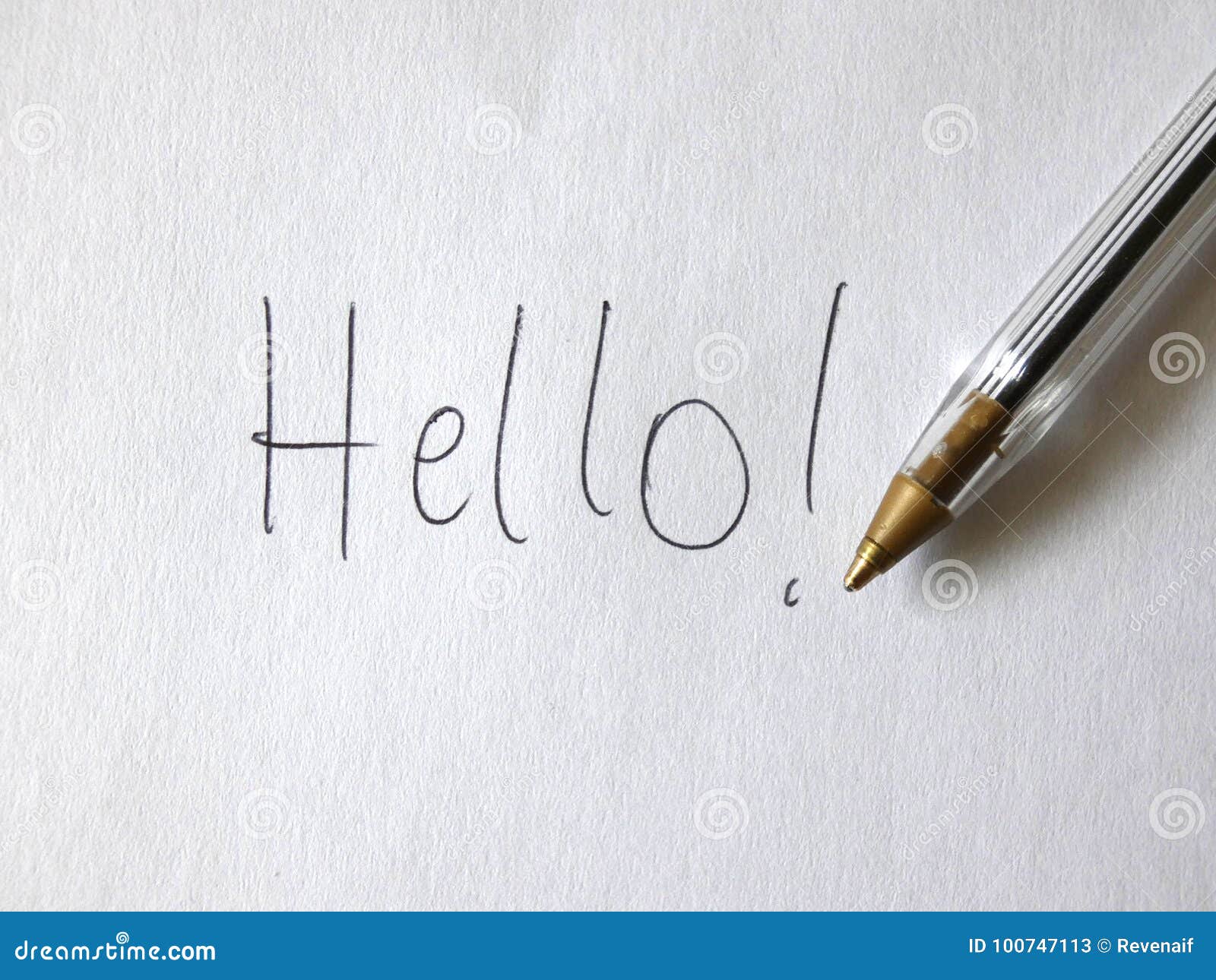 Hello Pen Handwritten on Paper Stock Afbeelding - Image of document ...