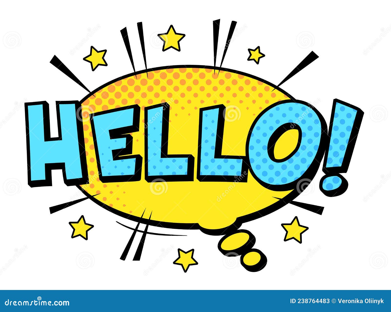 Hello Phrase in Cartoon Style Pop Art Stock Vector - Illustration of ...