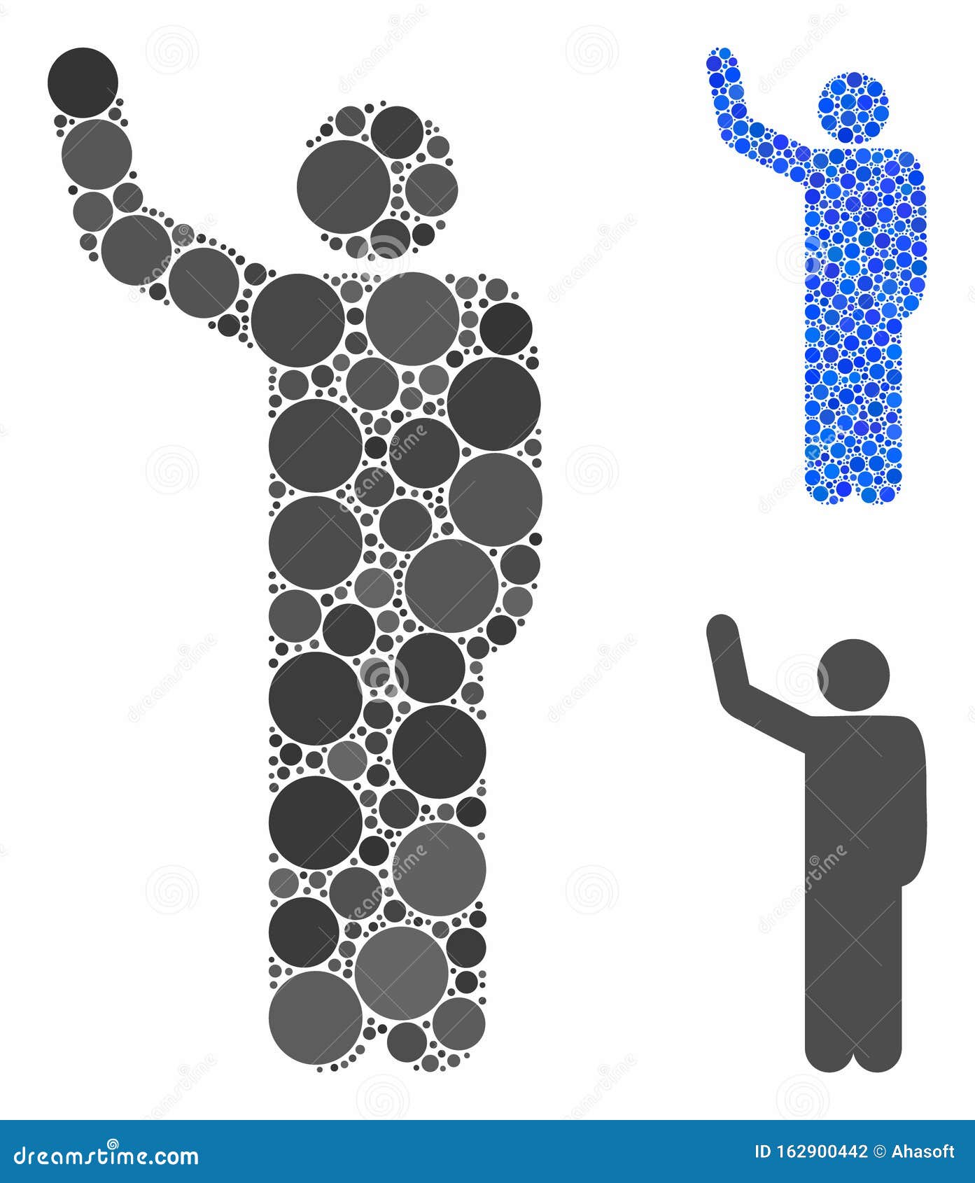 Hello Pose Composition Icon of Circles Stock Illustration ...