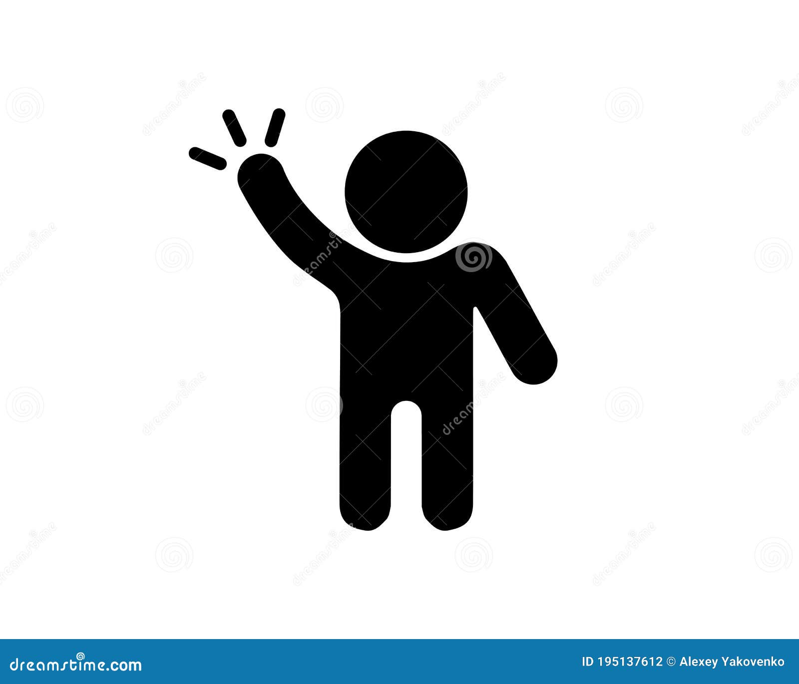 Assurance Or Hello Pose Line Icon. Man With His Right Hand Raised Up ...