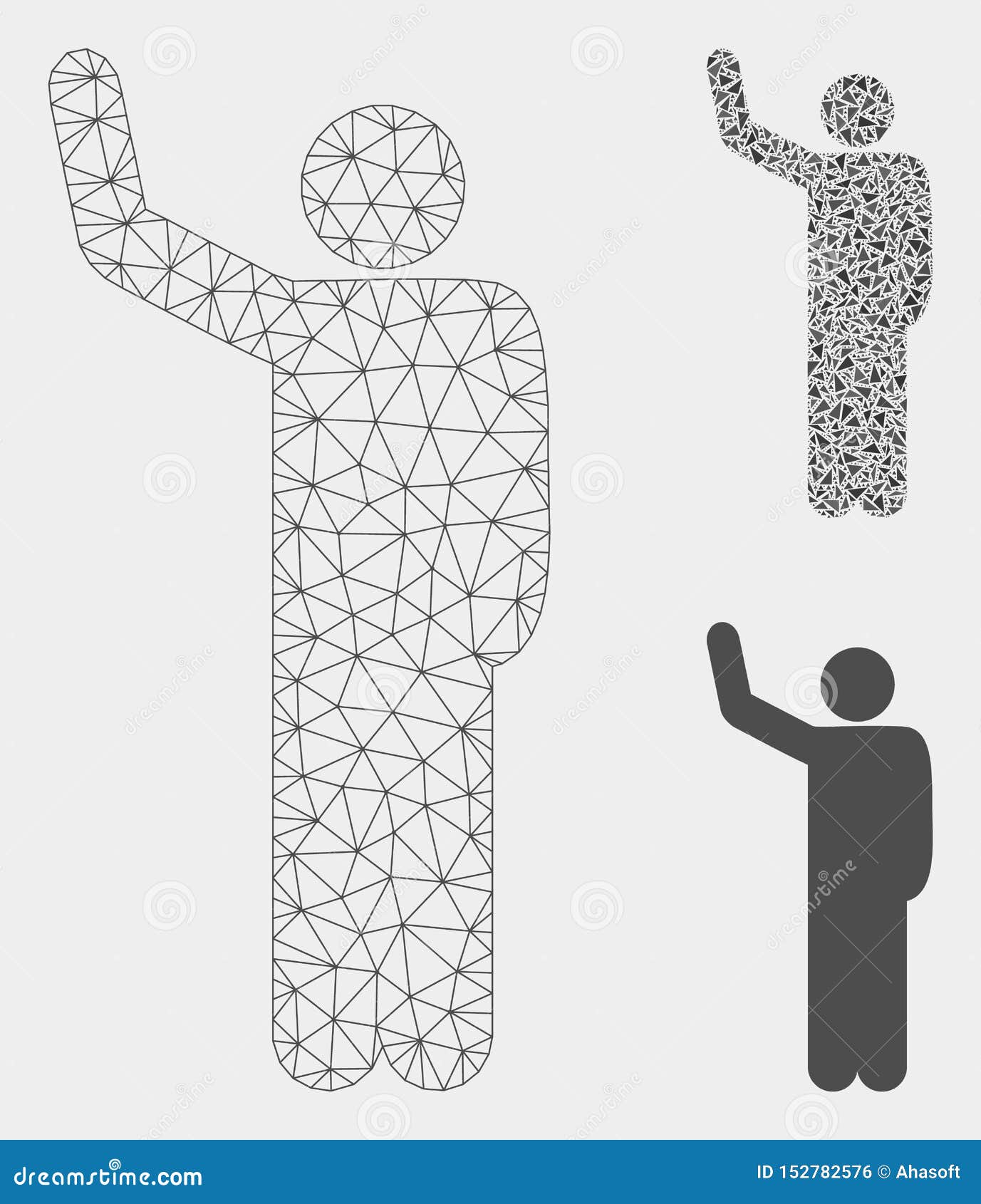 Hello Pose Vector Mesh 2D Model and Triangle Mosaic Icon Stock Vector ...