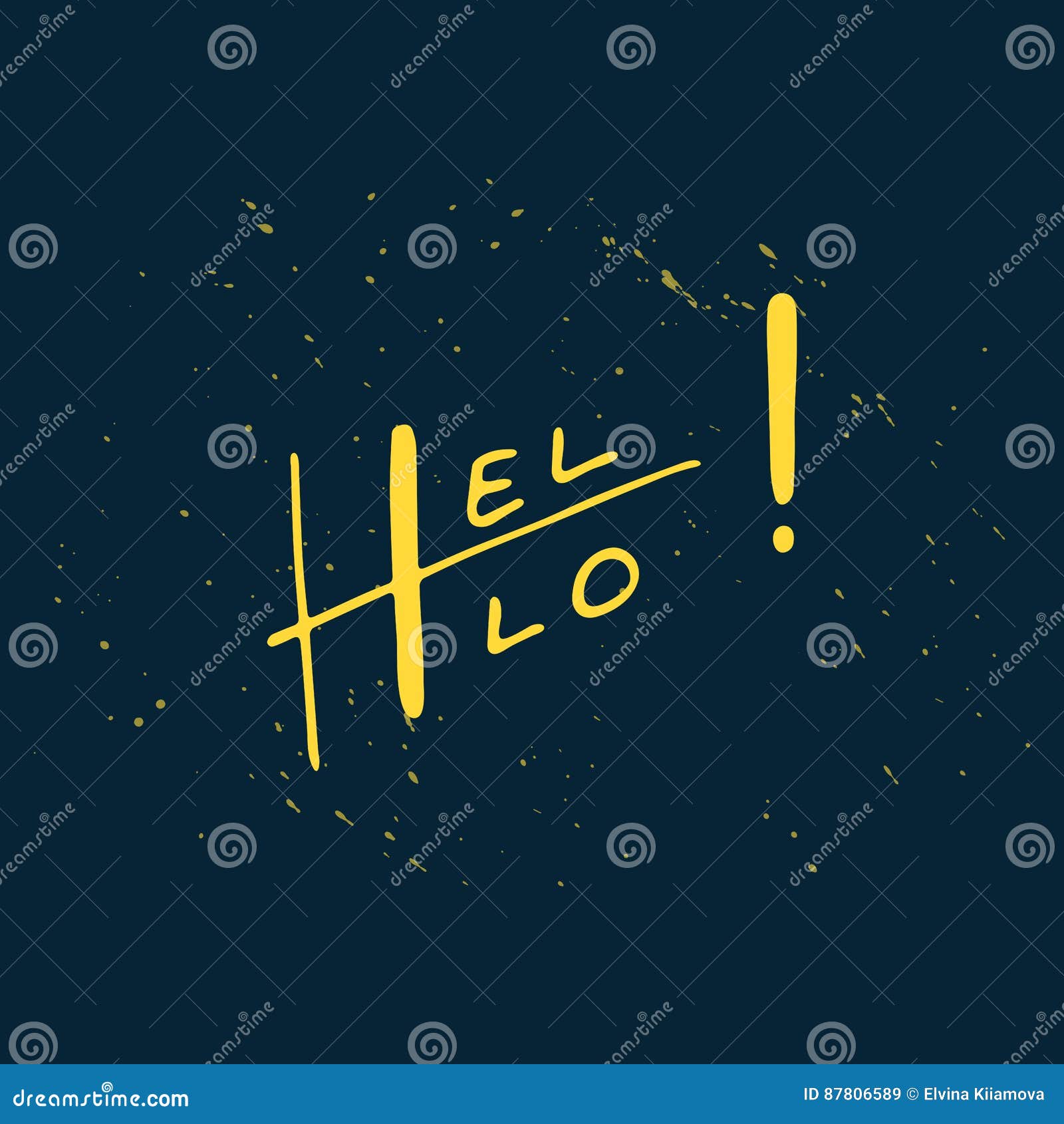 Hello Positive Lettering with Yellow Splashes. Stock Vector ...