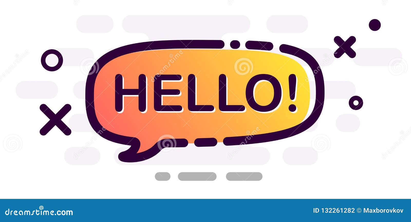 Hello Poster with Orange Gradient Speech Bubble. Stock Vector ...