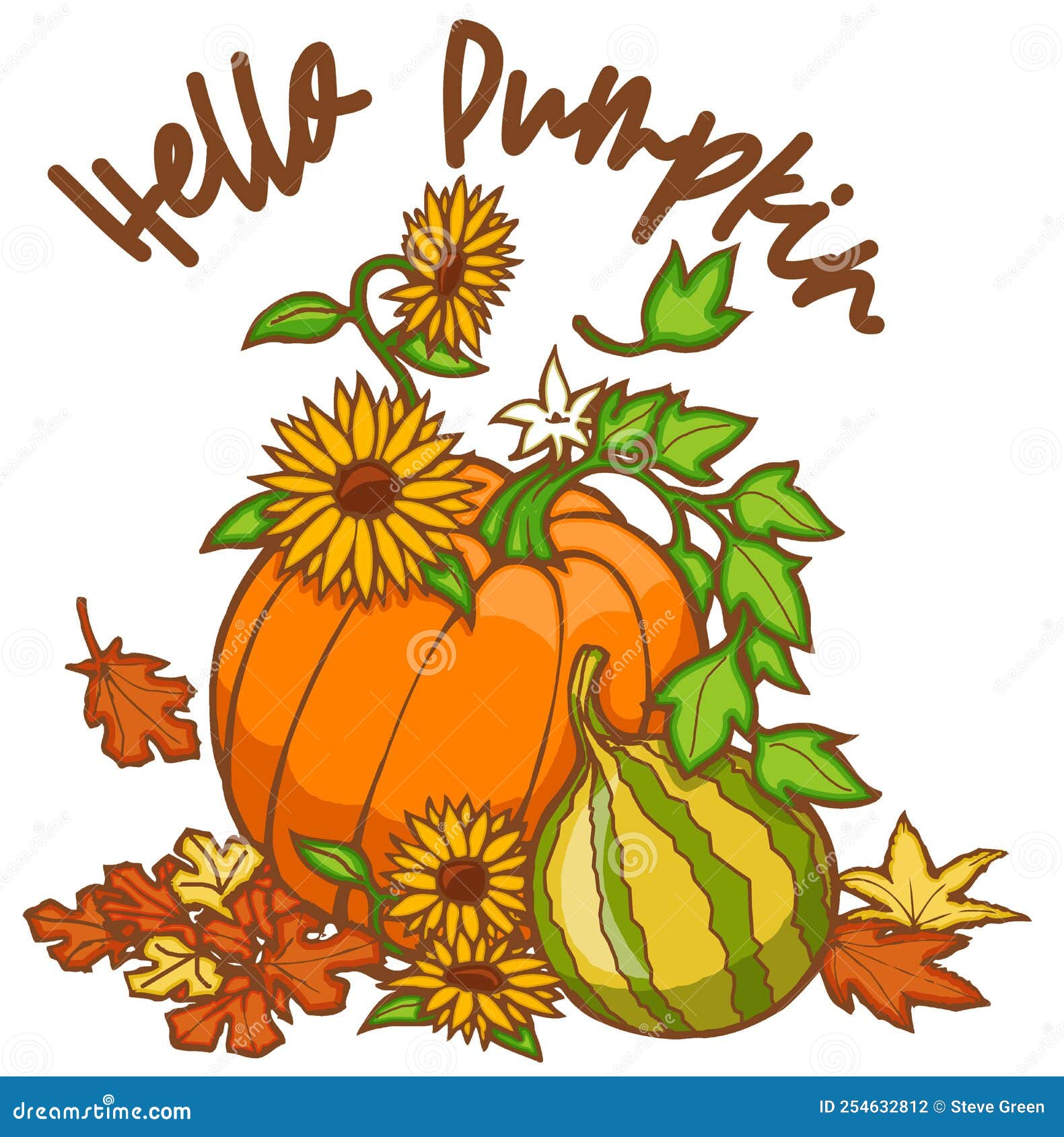 Hello pumpkin stock vector. Illustration of harvest - 254632812