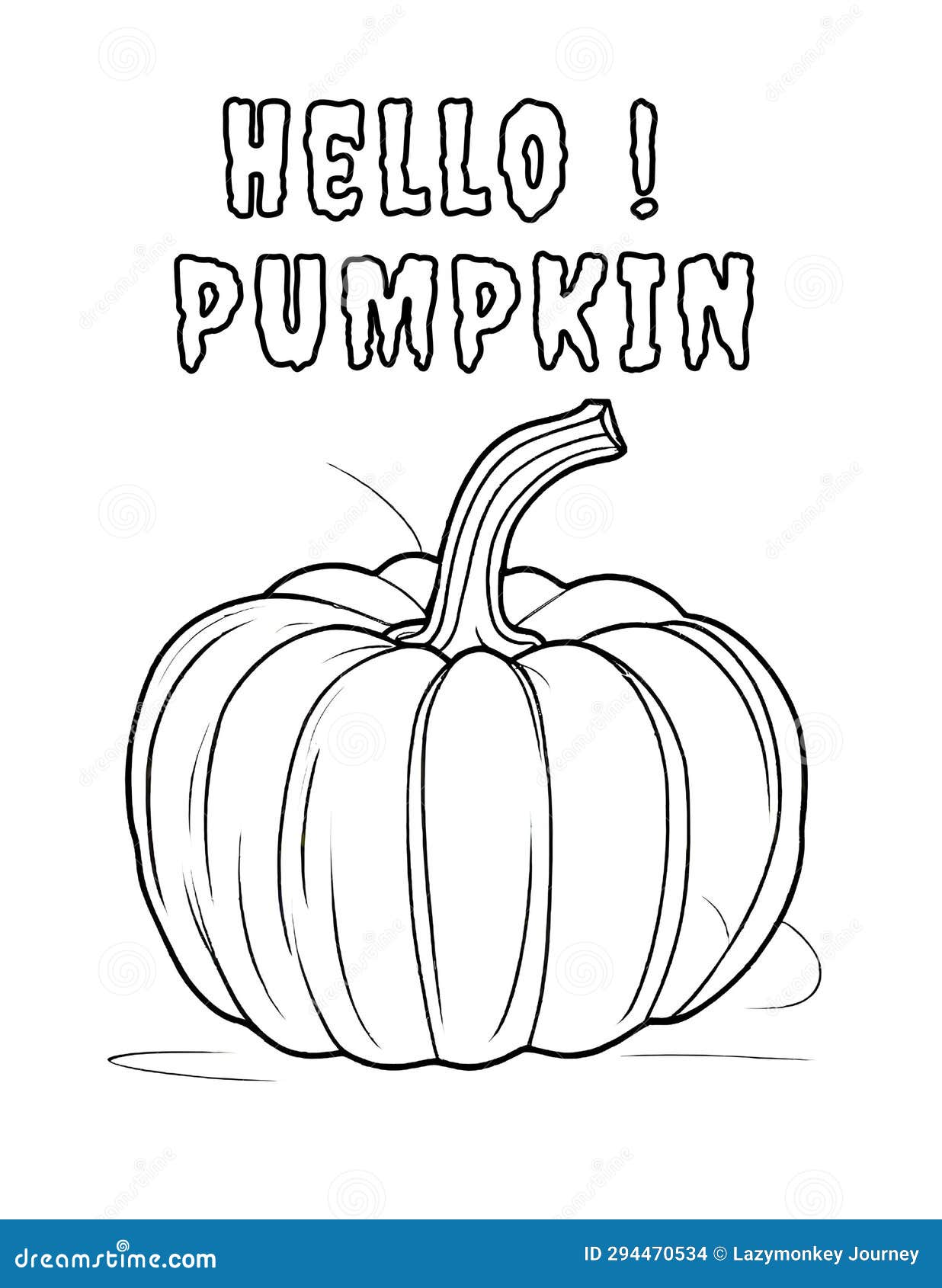 Hello Pumpkin Coloring Page for Kids Stock Illustration - Illustration ...