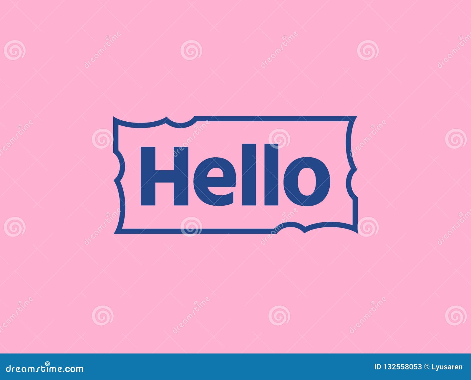 Hello Quote Message in Blue Rectangular Frame Stock Illustration ...
