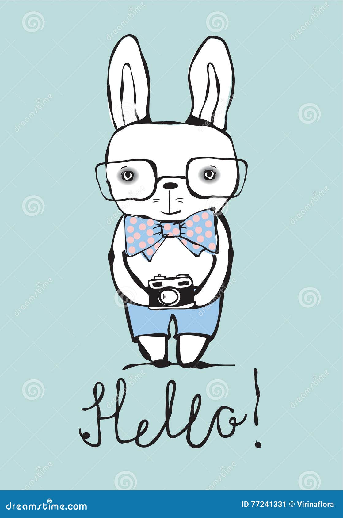 Hello, rabbit stock vector. Illustration of character - 77241331