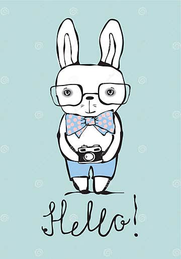 Hello, rabbit stock vector. Illustration of character - 77241331