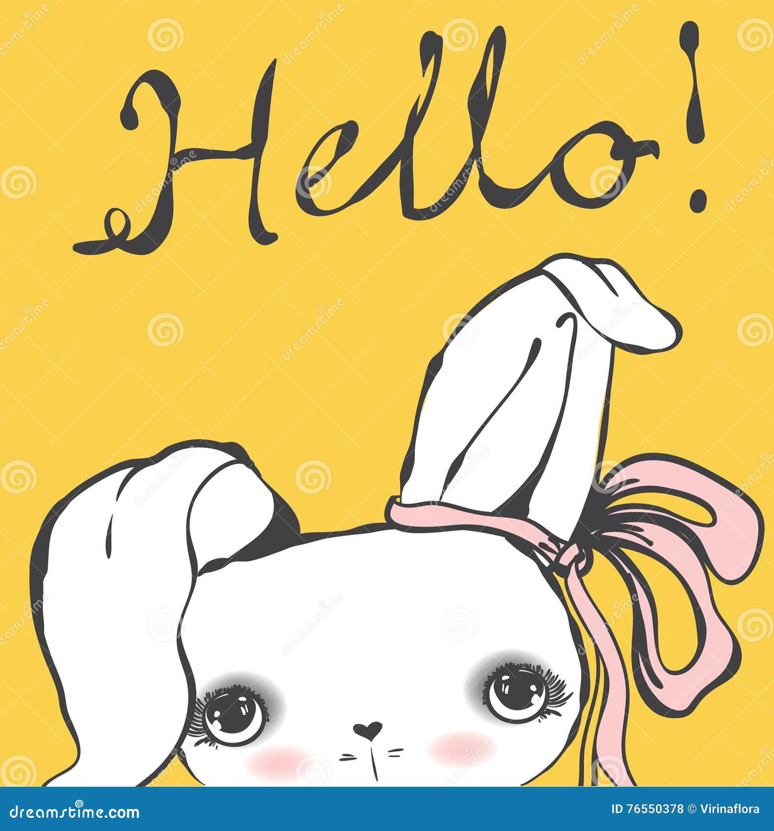 Hello, rabbit stock vector. Illustration of graphic, invitation - 76550378