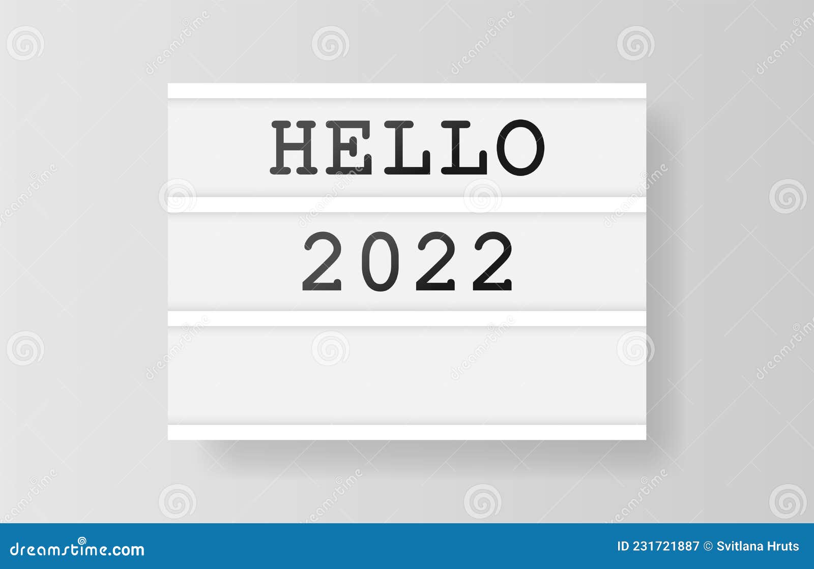 Hello 2022. Retro Advertising with Retro Lightbox on White Background ...