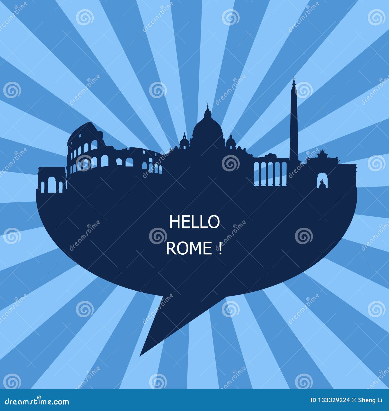 The Hello Rome Emblem, Travel To Italy Stock Vector - Illustration of ...