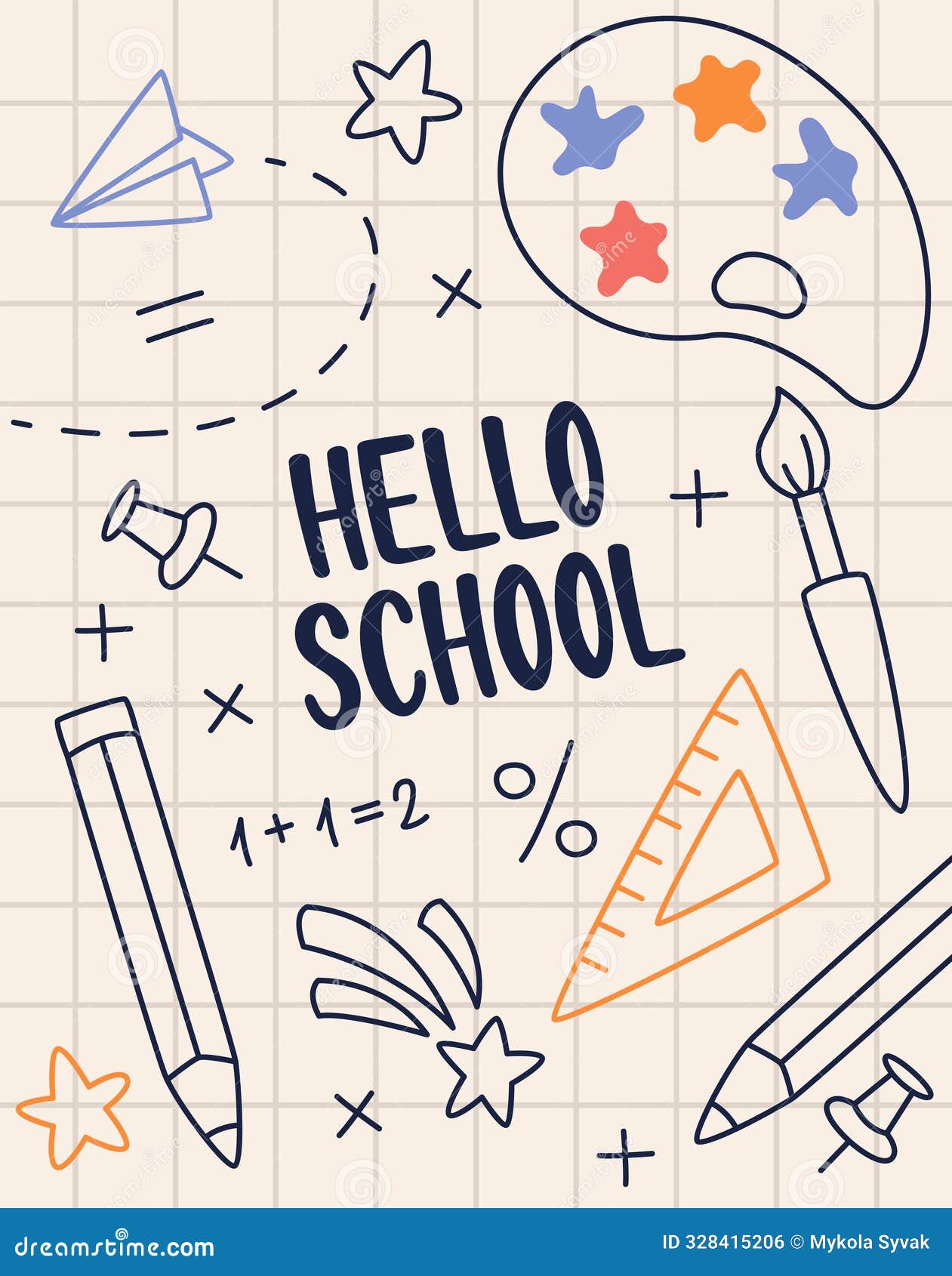Hello School. Doodle Hand-drawing. Names Of School Subjects, Formulas ...