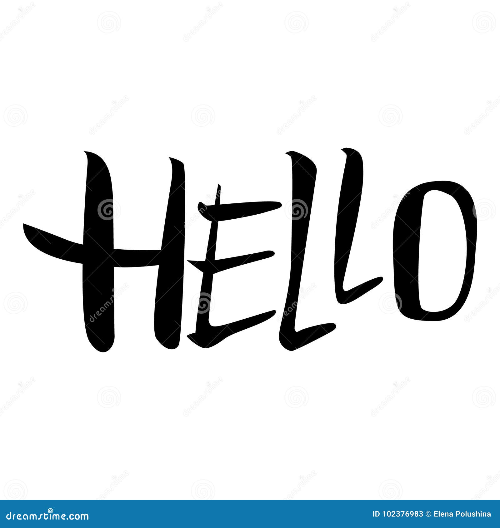 Hello script handmade word stock illustration. Illustration of minimal ...