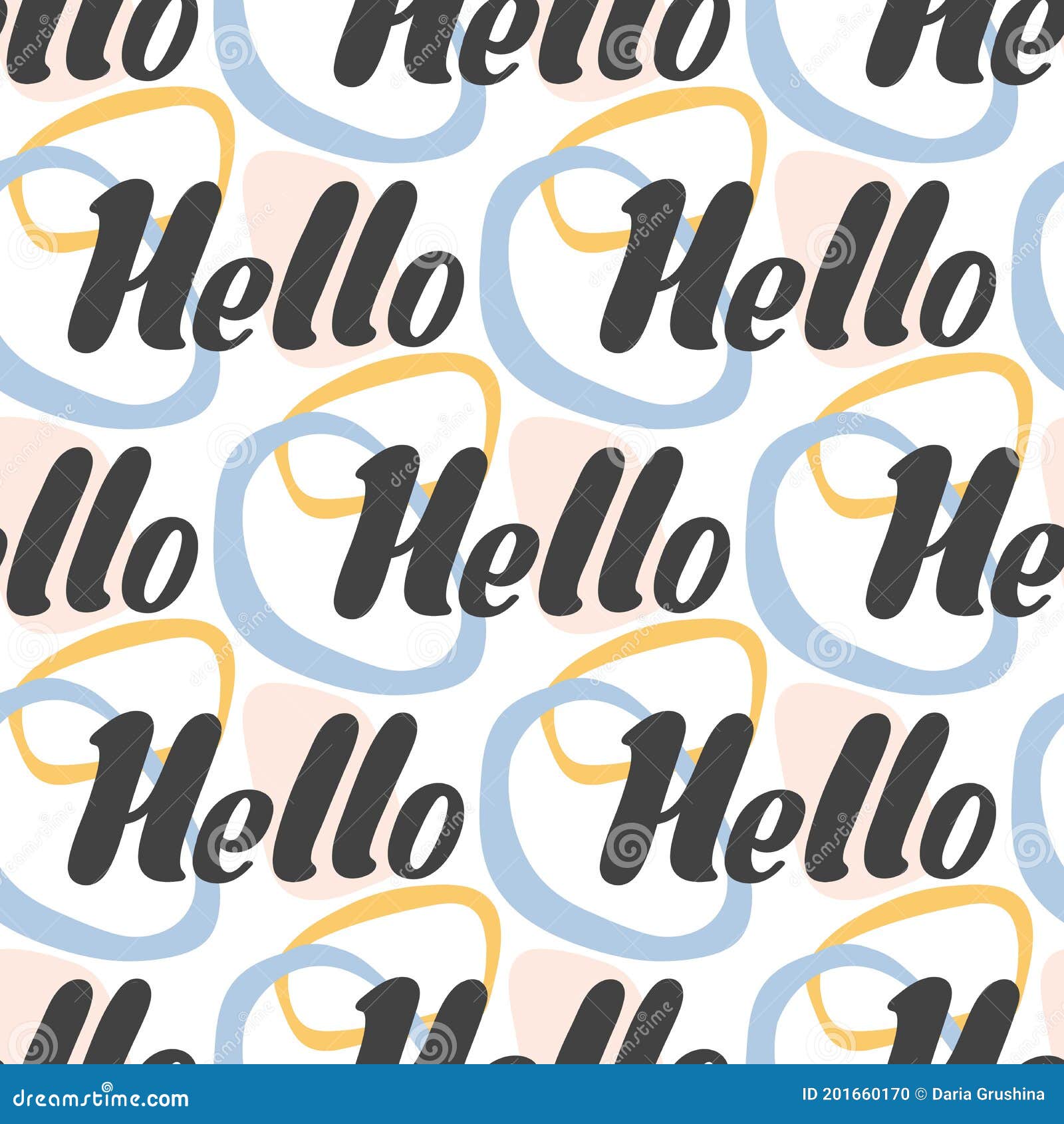 Hello Seamless Pattern. Hand Drawn Lettering Logo for Social Media ...